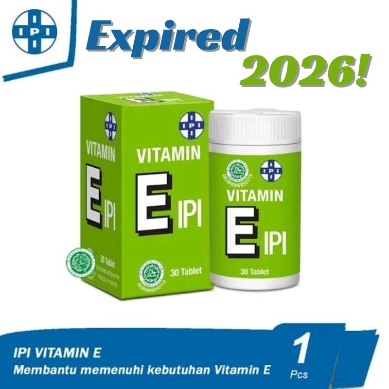 Jual ipi Vitamin E Botol 30 Tablet | Vitamin membantu kesehatan kulit ...