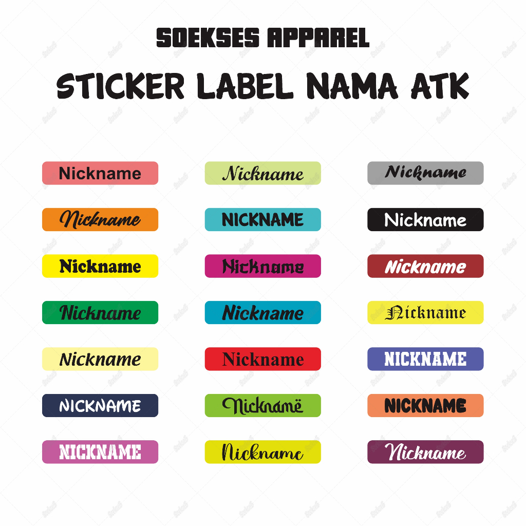 Jual Sticker Label Nama ATK ( Bisa Custom Nama ) . 1 Lembar A5 Isi 30 ...