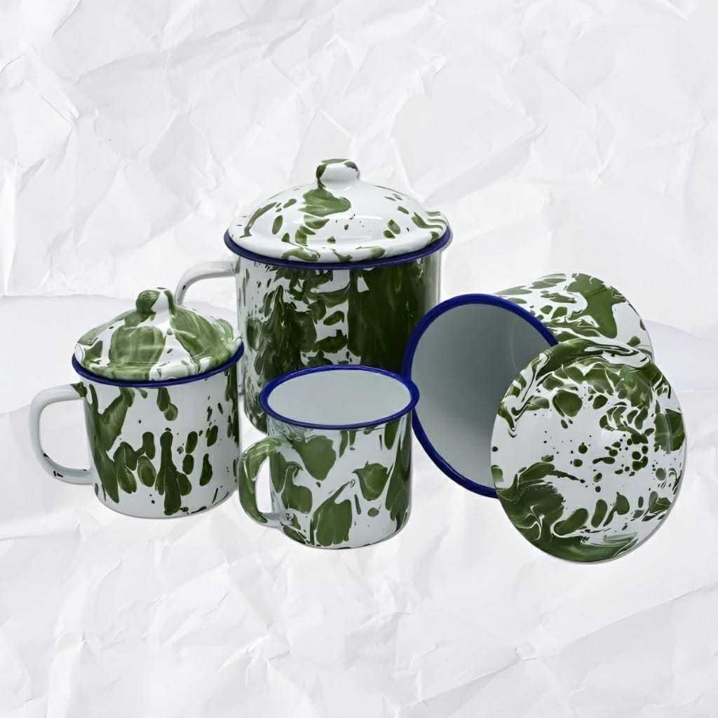 Jual Mug Enamel + Tutup Jadul Burik Loreng / Gelas Blirik Nostalgia ...