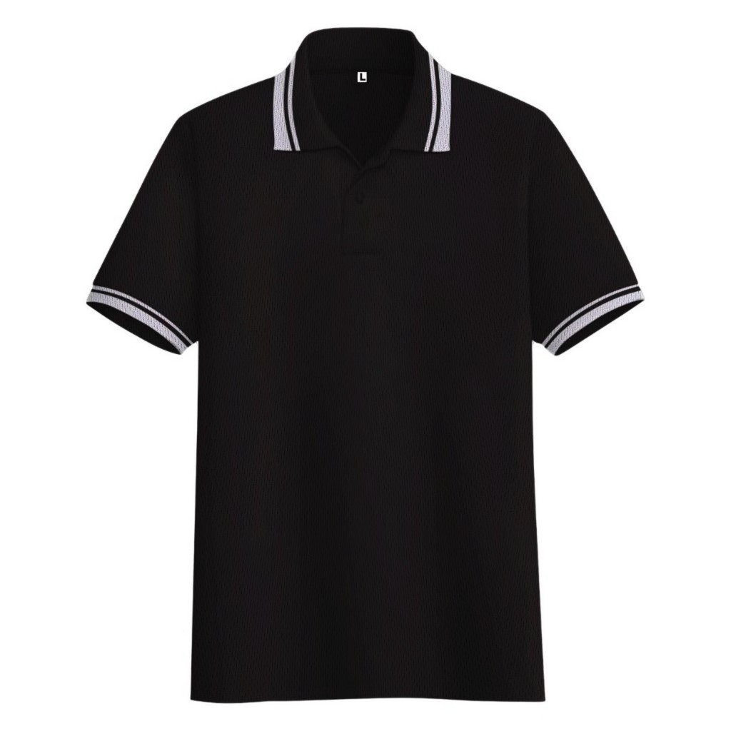 Jual Noveli wear - Kaos Polo Shirt Polos Hitam Kerah Stripe | Kaos Kerah Seragam Pria Dan Wanita ...