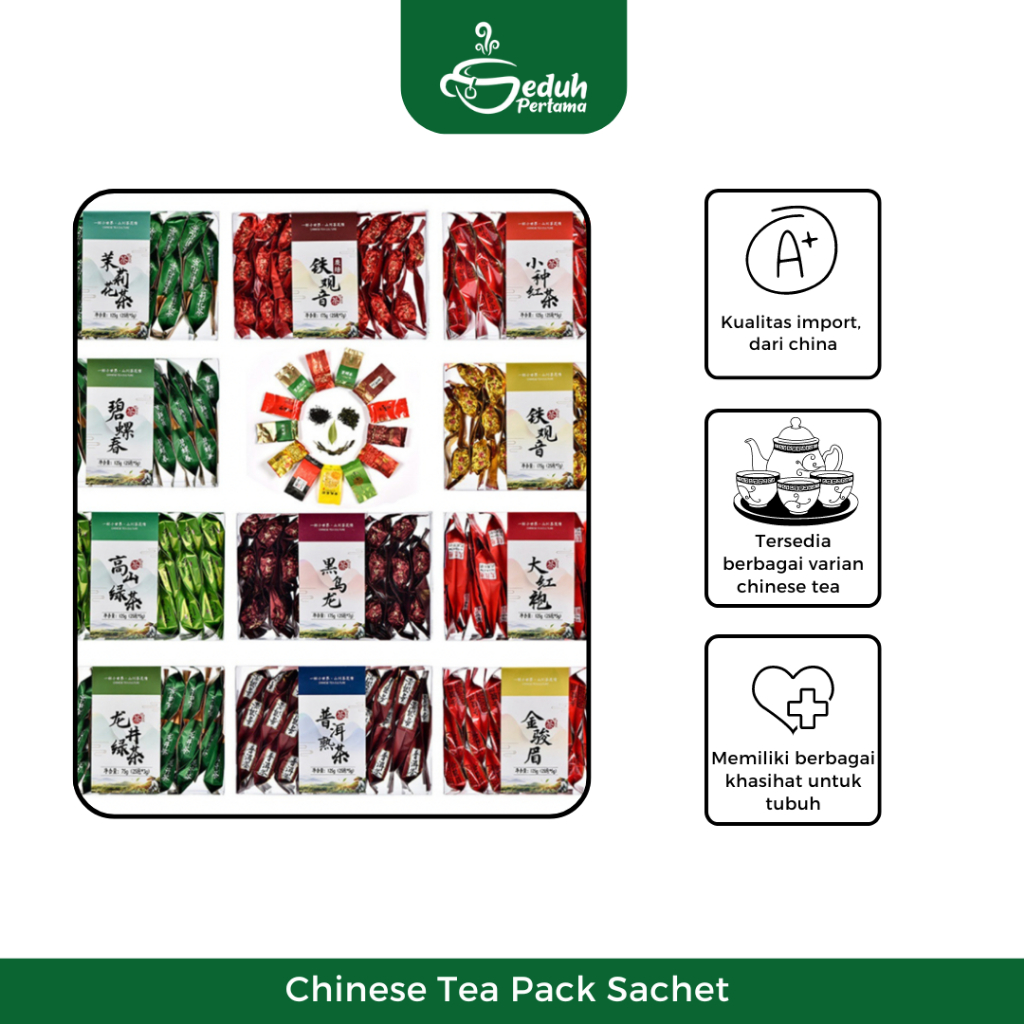 Jual Chinese Tea Pack Sachet - Tie Guan Yin, Da Hong Pao, Biluochun, Pu ...
