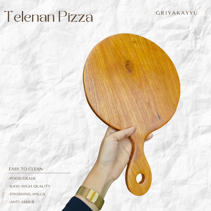 Jual Talenan Pizza Kayu Jati Mahoni / Talenan Bulat / Talenan Estetik ...