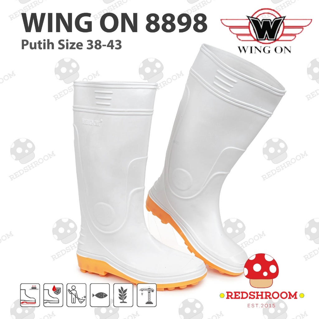 Jual Sepatu Boot Tinggi WING ON 8898 Putih Boots Karet Lokal Lentur ...