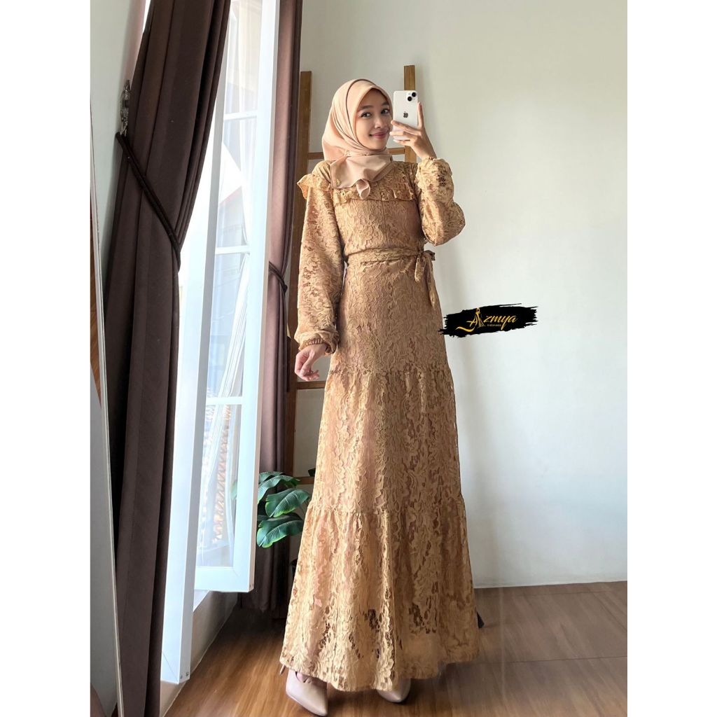 Jual LOVELY DRESS - REGINA GAMIS BROKAT MIX CERUTY BABYDOLL FULL FURING - Gamis Pesta Kondangan ...