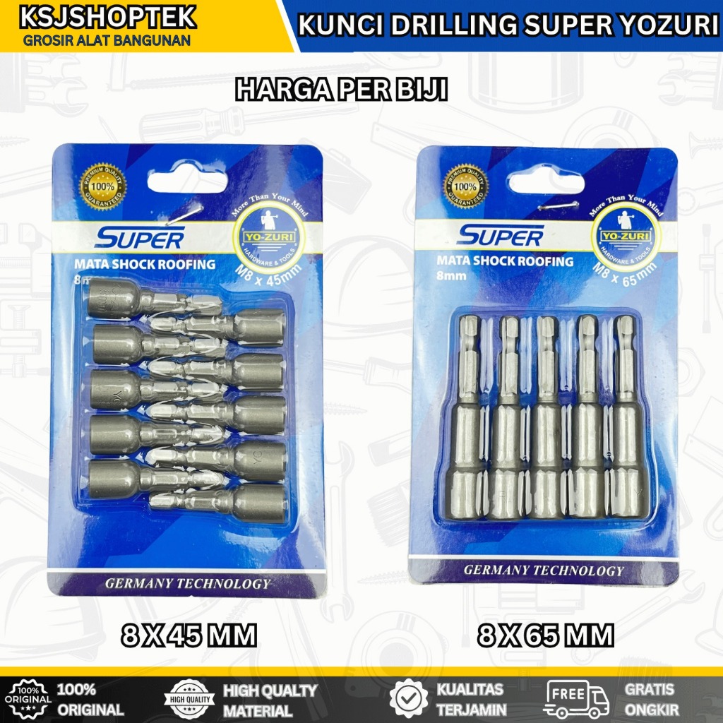 Jual PERBIJI Kunci Sok Drilling Hex Nut Mata Shock Roofing Magnet SUPER ...