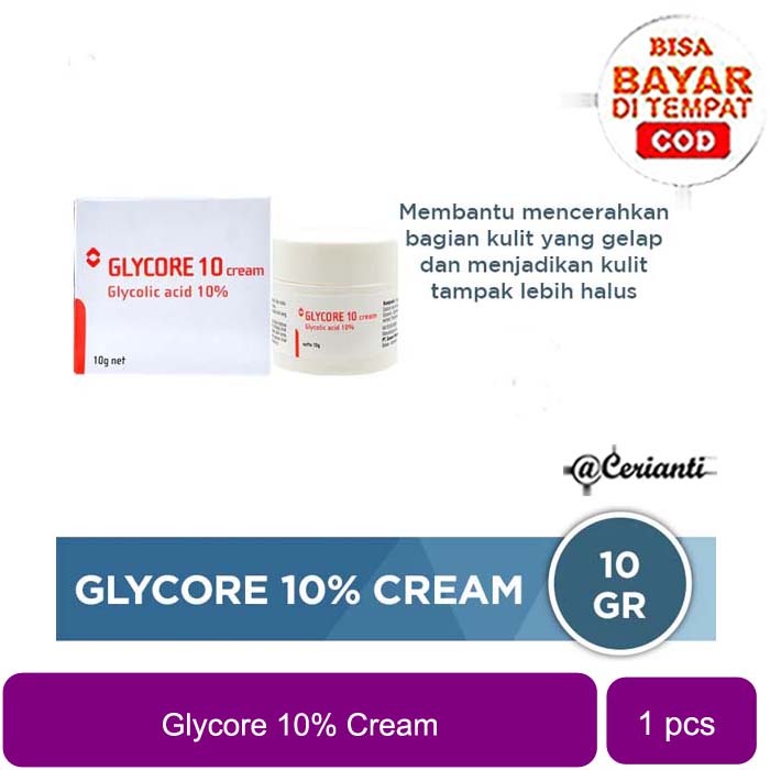 Jual GLYCORE 8% 10% Cream Pemutih Wajah 10g Penghilang Bekas Jerawat ...