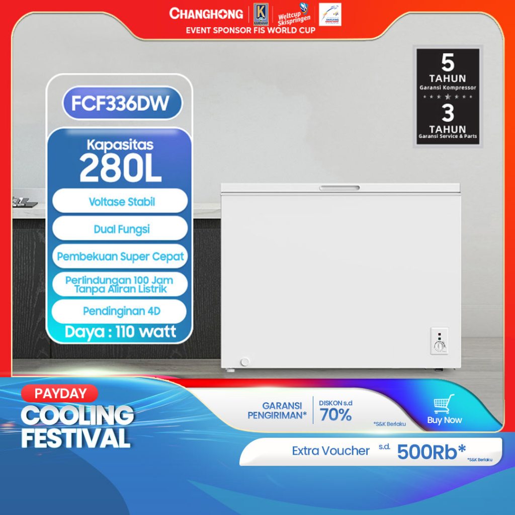 Jual Changhong Chest Freezer FCF336DW Kapasitas 280 Liter (Fast ...