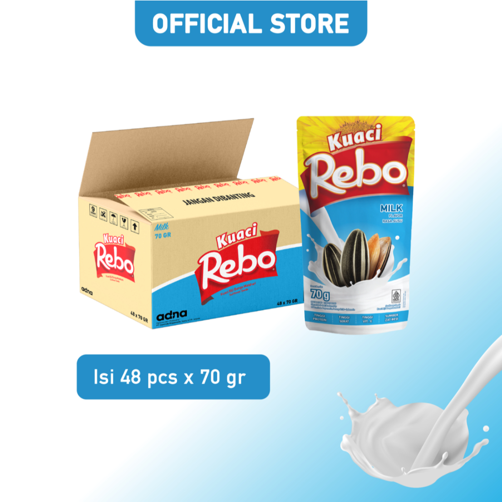 Jual Rebo Kuaci Rasa Milk 70 Gram - 1 Dus (Isi 48 Pcs) | Shopee Indonesia