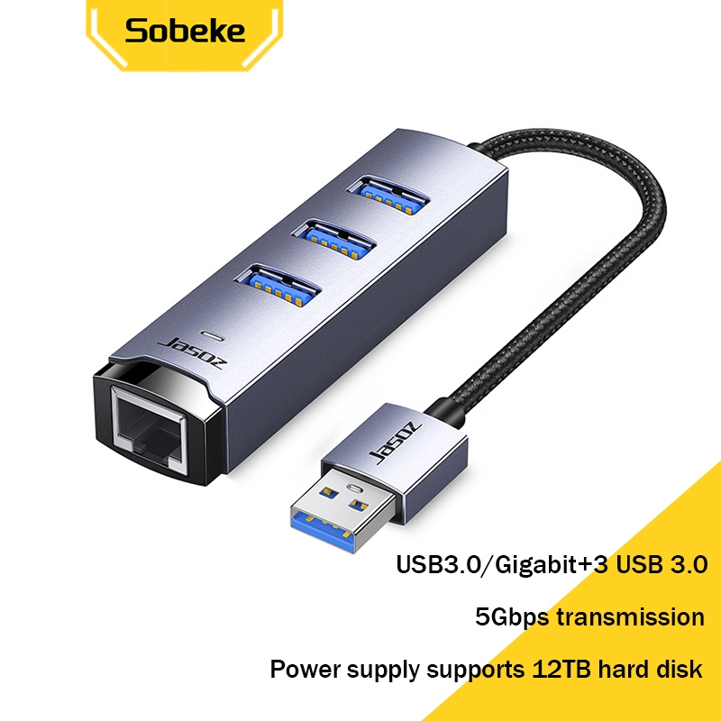 Jual Sobeke Adapter USB HUB to LAN RJ45+3Ports USB 3.0 5Gbps High Speed ...
