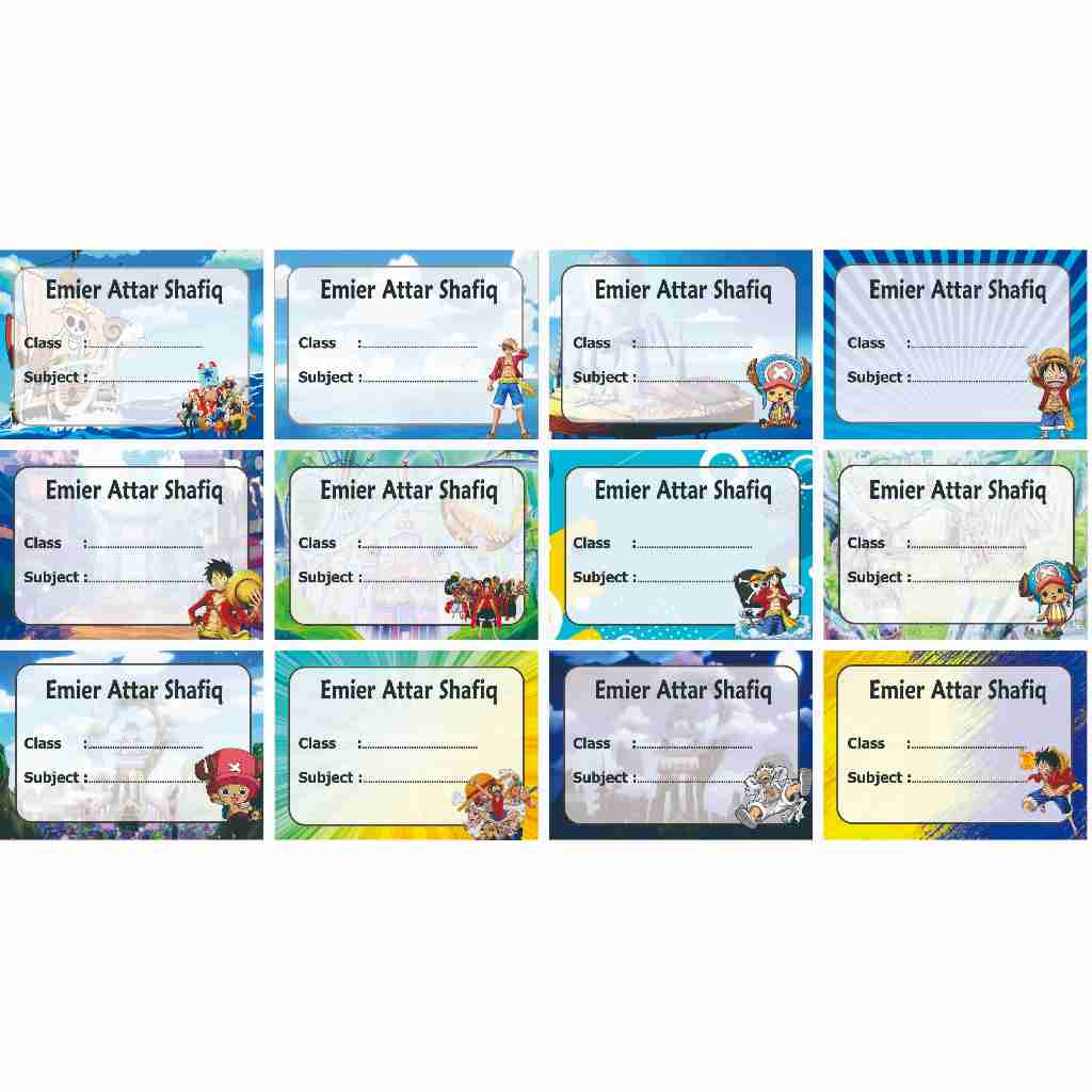 Jual One Piece Label stiker buku nama kelas mapel custom | Shopee Indonesia