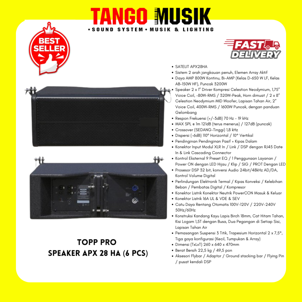 Jual TOPP PRO Speaker Active APX 28 HA Original (Harga Per Pcs) Speaker Aktif Line Array 2 Way ...