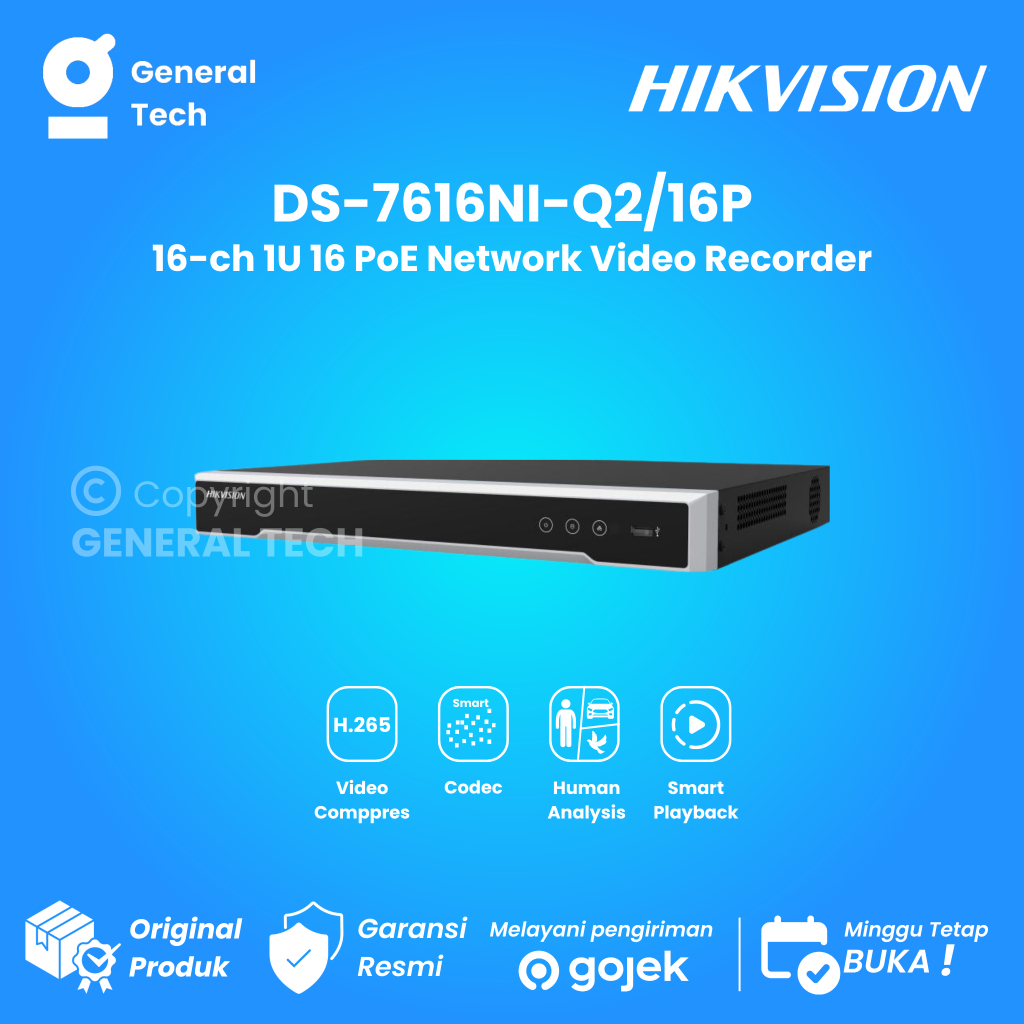 Jual NVR HIKVISION 16 CHANNEL POE DS-7616NI-Q2/16P ORIGINAL HIKVISION ...