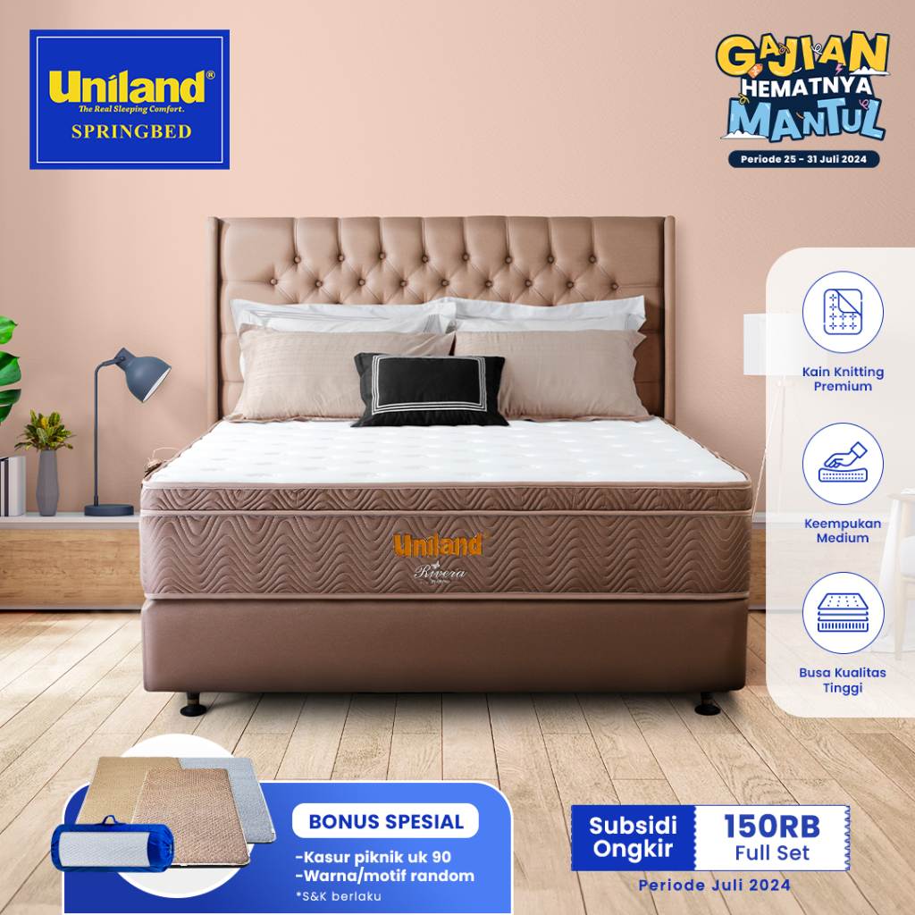 Jual Uniland Springbed Rivera Plushtop Paris - Full Set Kasur Spring ...