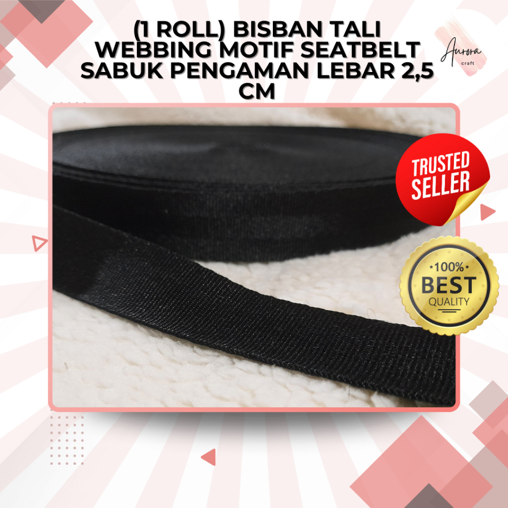 Jual (1 ROLL) BISBAN TALI WEBBING MOTIF SEATBELT SABUK PENGAMAN LEBAR 2 ...