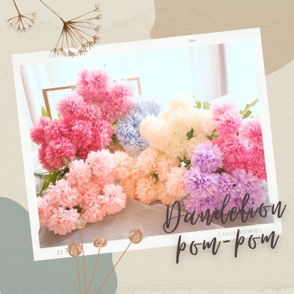 Jual Bunga Artificial flower Hydrangea pom pom dandelion latex premium ...