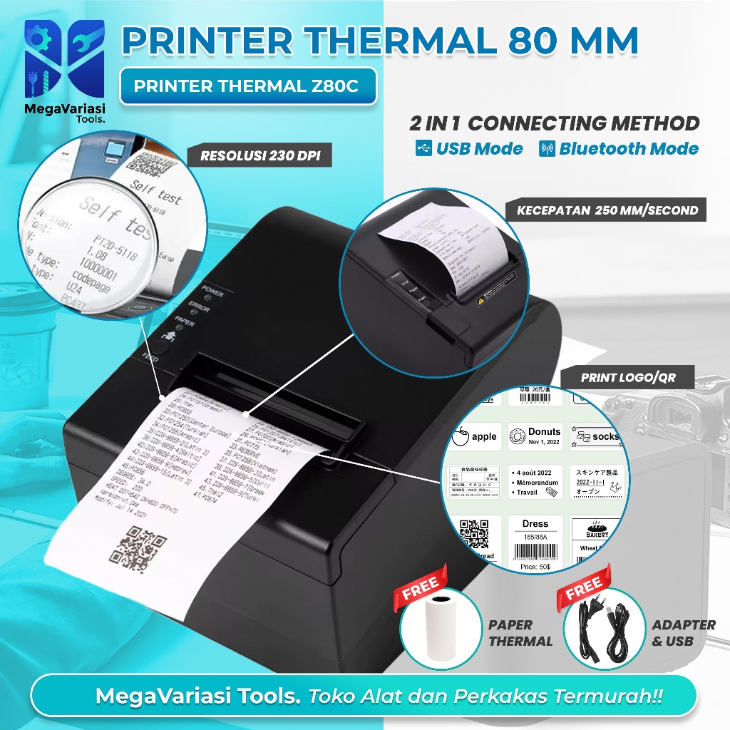 Jual Printer Thermal Mini Printer Termal Cetak Struk Kecil 80 mm 57 mm ...