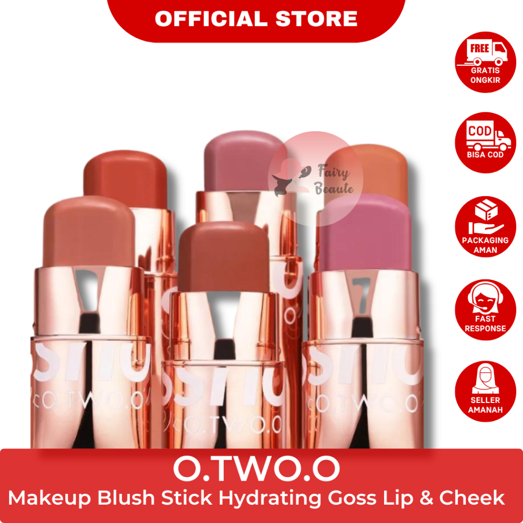 Jual BPOM Original O.TWO.O Makeup Blush Stick Hydrating Gloss Lip ...