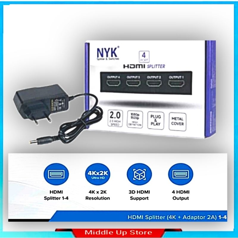 Jual HDMI splitter 4 Port full HD 3D 4K UHD HDMI Splitter 1 In 4 Out ...