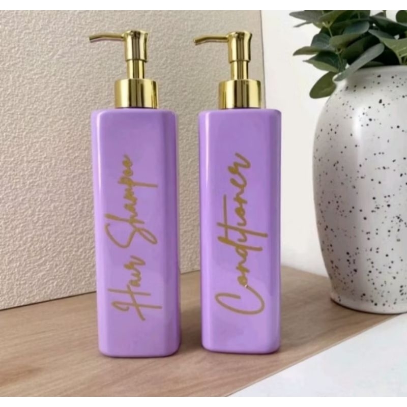 Jual BOTOL REFIL PUMP KOTAK 500ML UNGU VIOLET LUXURY PUMP GOLD ...