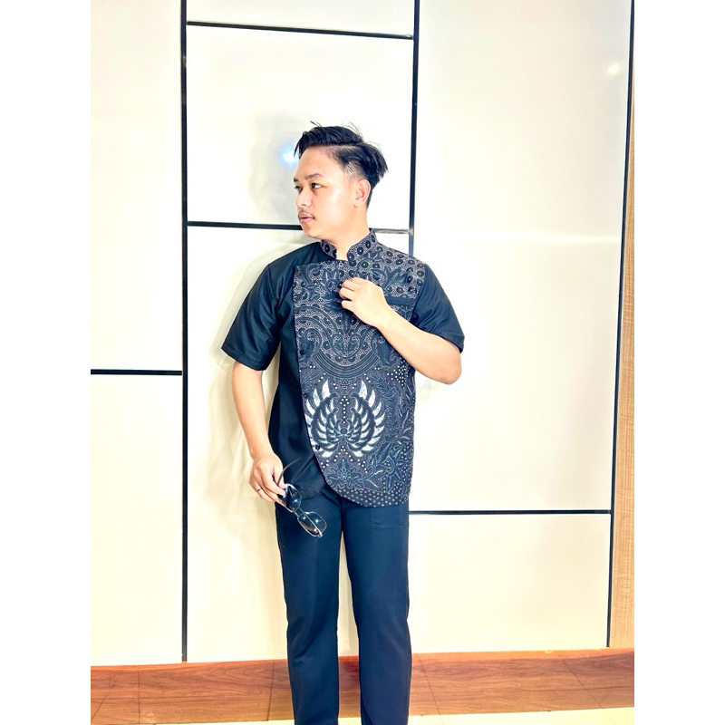 Jual Beskap batik moderen kecombrang lengan pendek katun halus | Shopee ...
