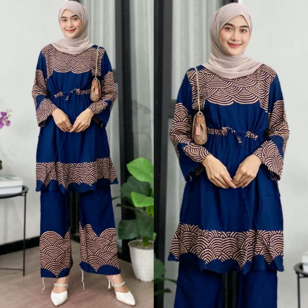 Jual Setelan Tunik Jumbo Mewah Dan Elegan Motif Terbaru Busui Bahan ...