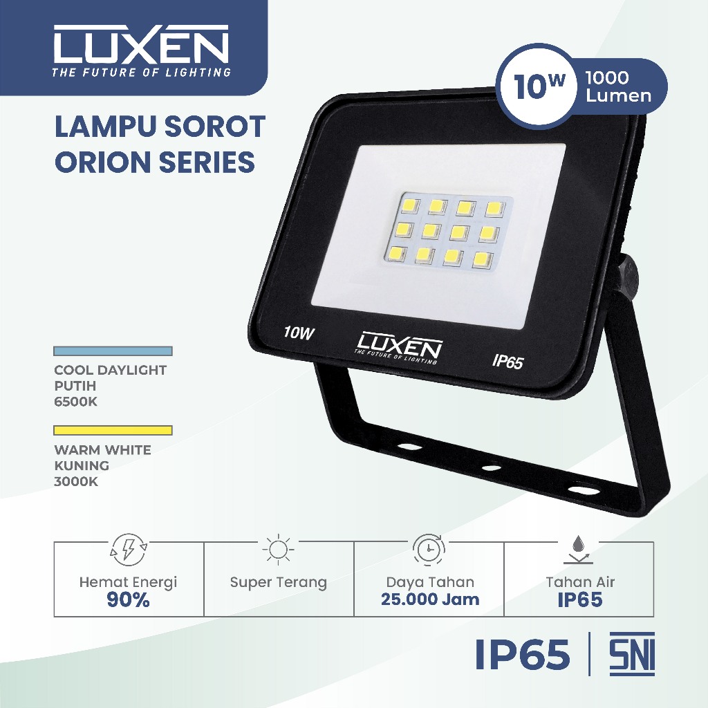 Jual LUXEN LAMPU SOROT LED FLOOD LIGHT ORION 10 Watt Cahaya Putih dan ...