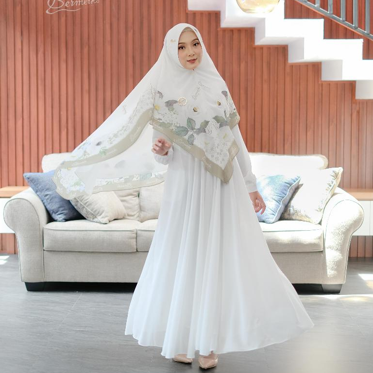 Jual MIRANDA Putih Gamis set Hijab ORI By Bermerks Busui Friendly ...