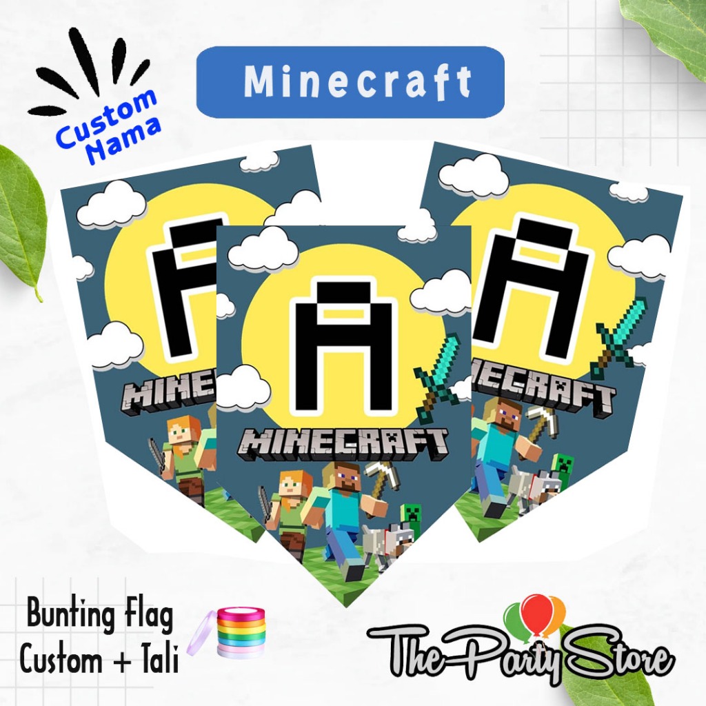 Jual Banner Bunting Flag Happy Birthday Karakter Minecraft/Banner ...