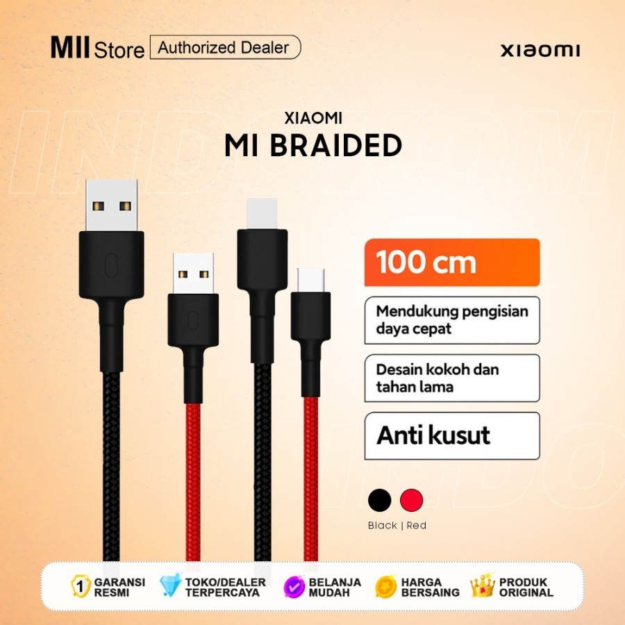 Jual Mi Type-C Braided Cable (1m) | Shopee Indonesia