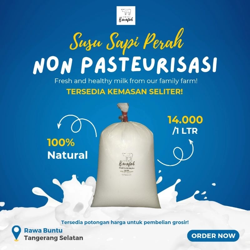Jual SUSU SAPI MURNI SEGAR NON PASTEURISASI/MENTAH KEMASAN 1 LITER ...