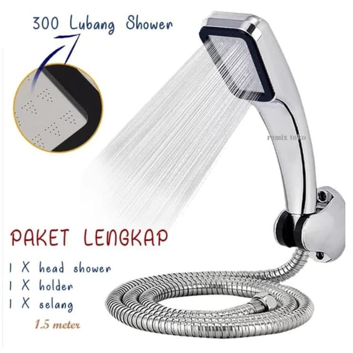 Jual PAKET SHOWER MANDI FREE SELANG HEMAT AIR SHOWER AERATOR 3OO LUBANG | Shopee Indonesia