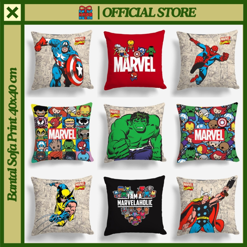 Jual Bantal Sofa Print Motif Marvel Avangers Ironman Hulk Wolvrine Thor ...