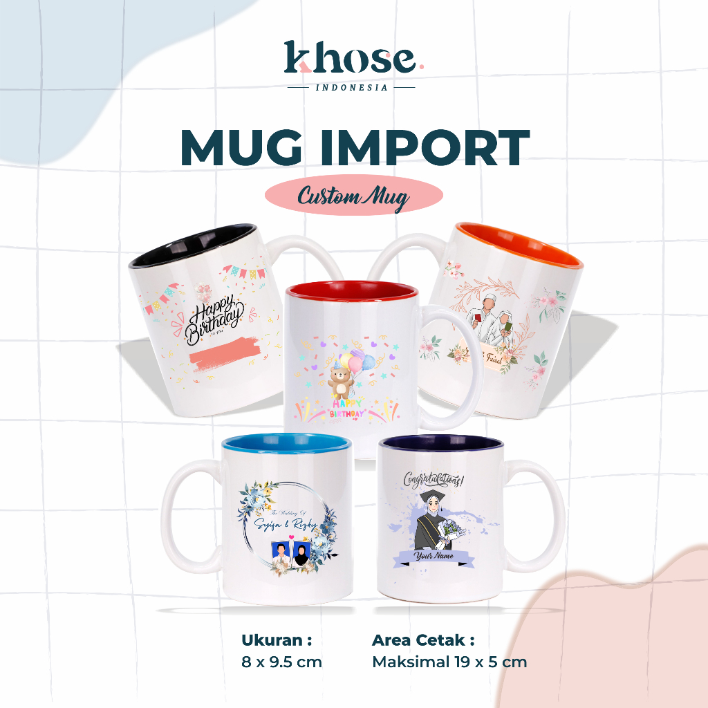 Jual Gelas Mug Keramik Custom Import Free Template Design / Souvenir ...