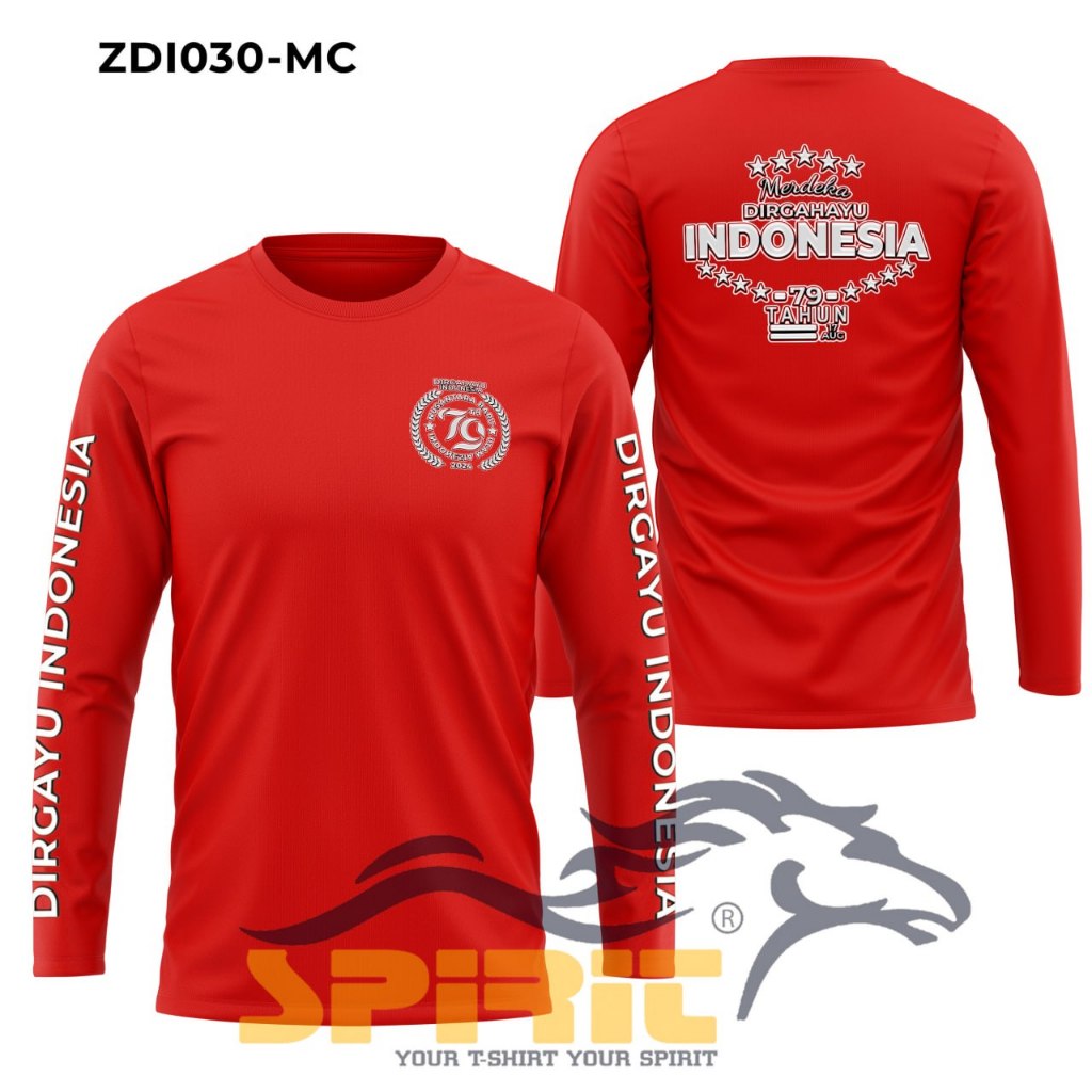 Jual Baju Merdeka Dirgahayu Indonesia 79 Tahun Kaos 17 Agustus 2024 Lengan Panjang Katun 24s All ...