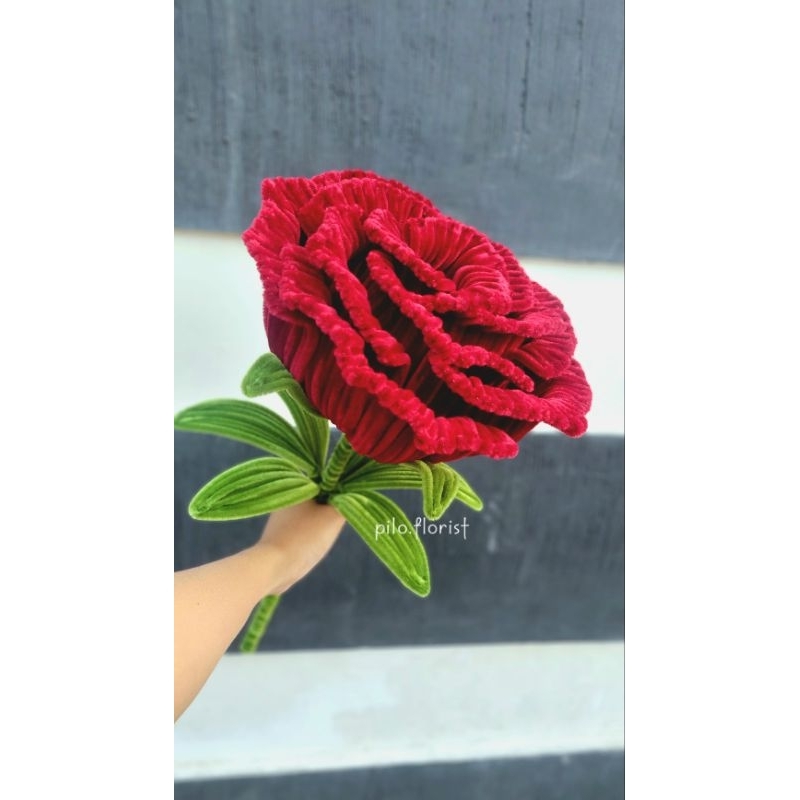 Jual [pilo.florist] Giant Rose Bunga Kawat Bulu (PO) (FREE PACKING ...