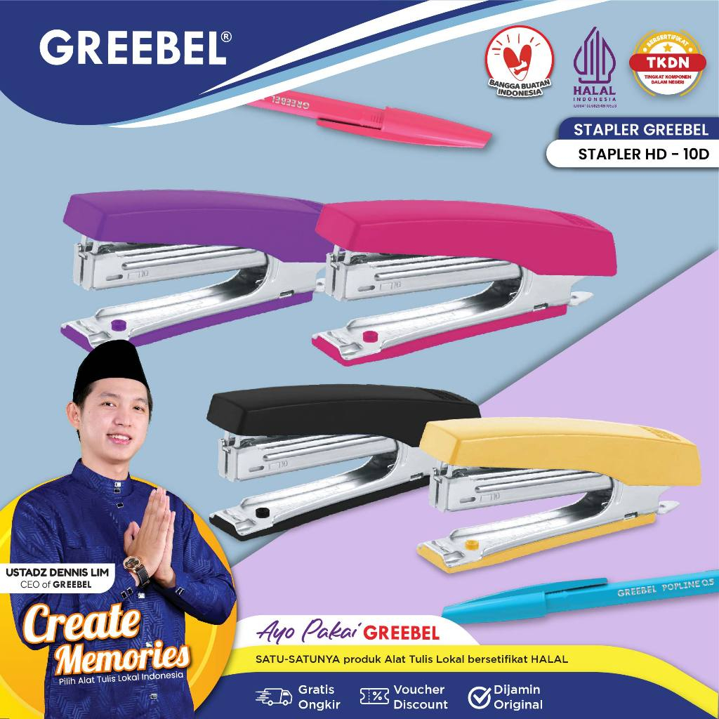 Jual GREEBEL Stapler Stepler Jepretan (HD-10D) / Staples Anak Lucu ...