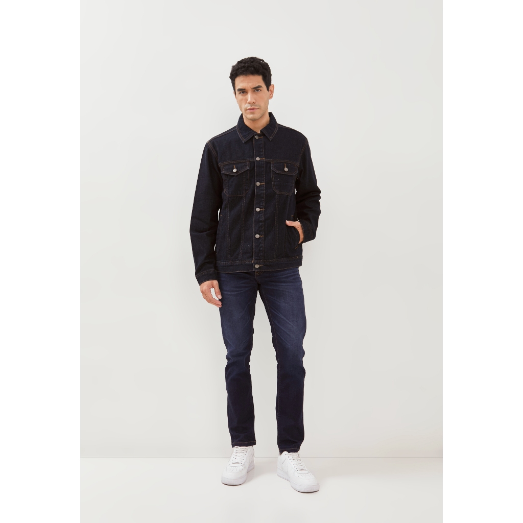 Jual Carvil Jaket Pria TR0Y-90 INDIGO BLACK | Shopee Indonesia