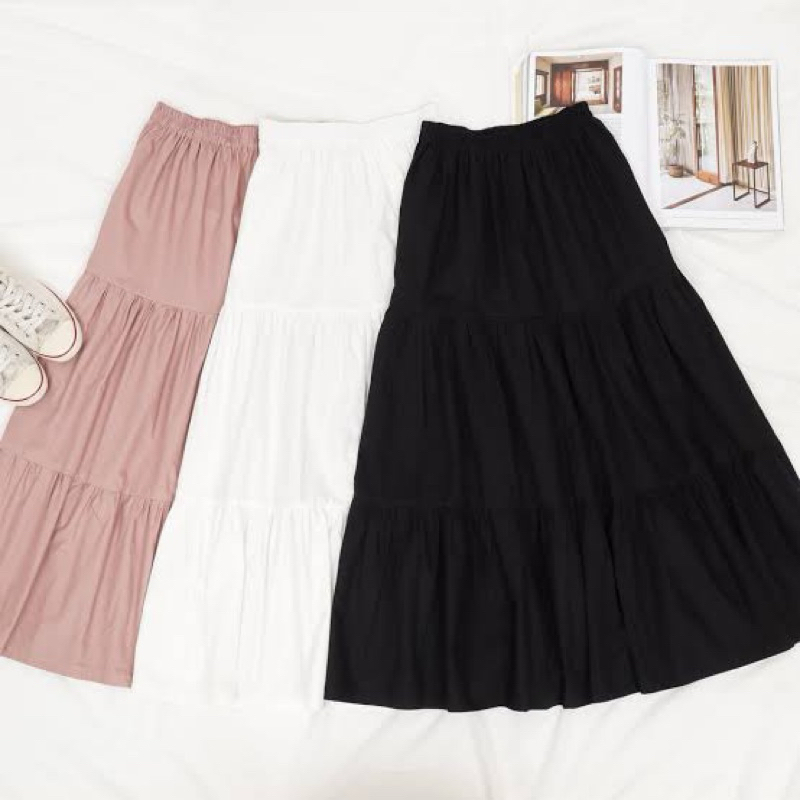 Jual ROK KOREAN STYLE WANITA CRINKLE SUSUN PREMIUM ROK POLOS PANJANG ...