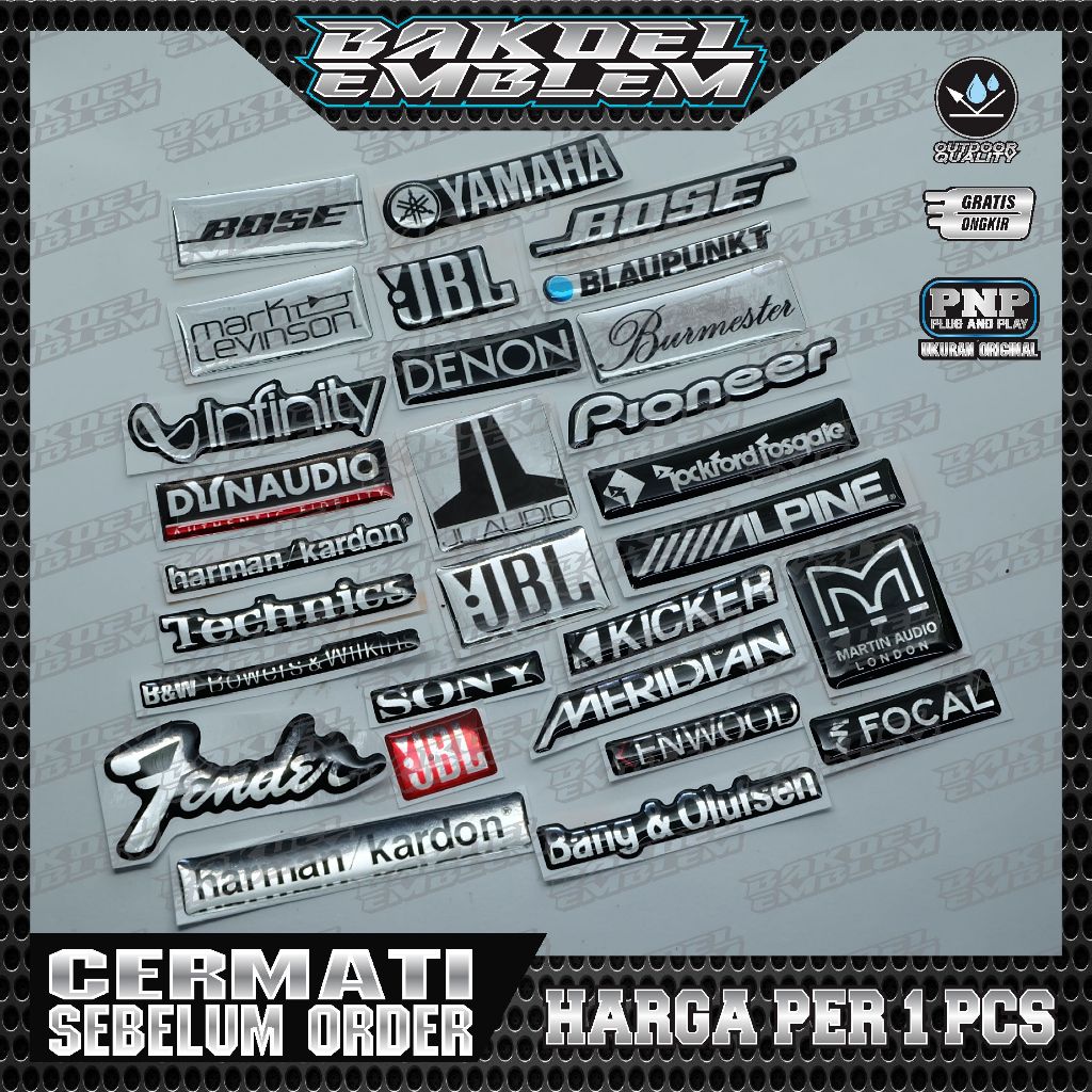 Jual EMBLEM AUDIO MOBIL, EMBLEM MERK SPEAKER, EMBLEM TILBUL SPEAKER ...