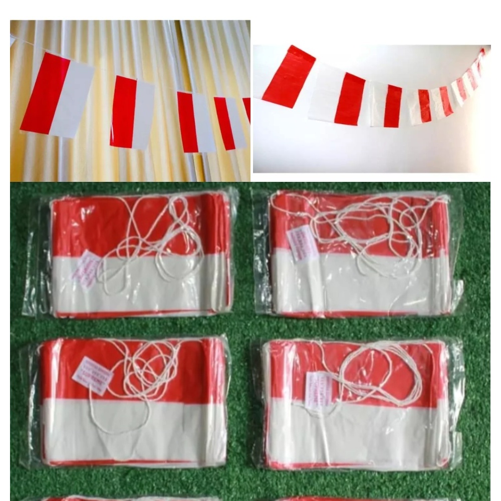 Jual Bendera Gantung Merah Putih 1 Pack Isi 100 Lembar Bendera Sudah Dengan Tali | Shopee Indonesia