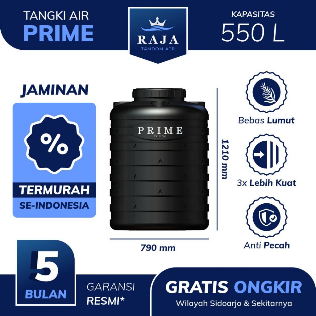 Jual Tangki Toren Tandon air Prime Blow 550 L Tidak Berbau & Higienitas | Shopee Indonesia