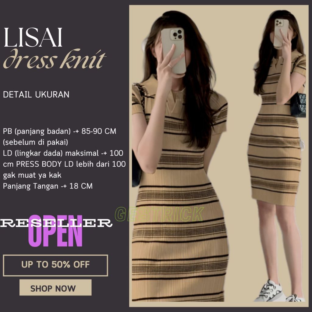 Jual DRESS RAJUT LISAII KERAH POLO SALUR -#GESTRICK | Shopee Indonesia