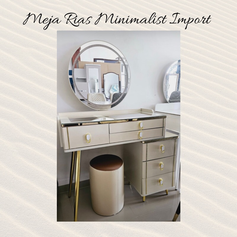 Jual Meja Rias Cermin Bulat Mininalist Import / Meja Rias Estetik ...