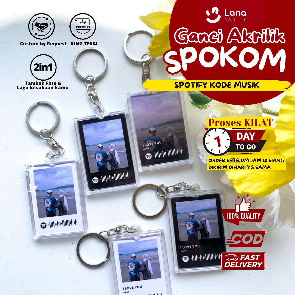 Jual Gantungan Kunci Akrilik Custom dengan Kode Spotify - Personalisasi ...