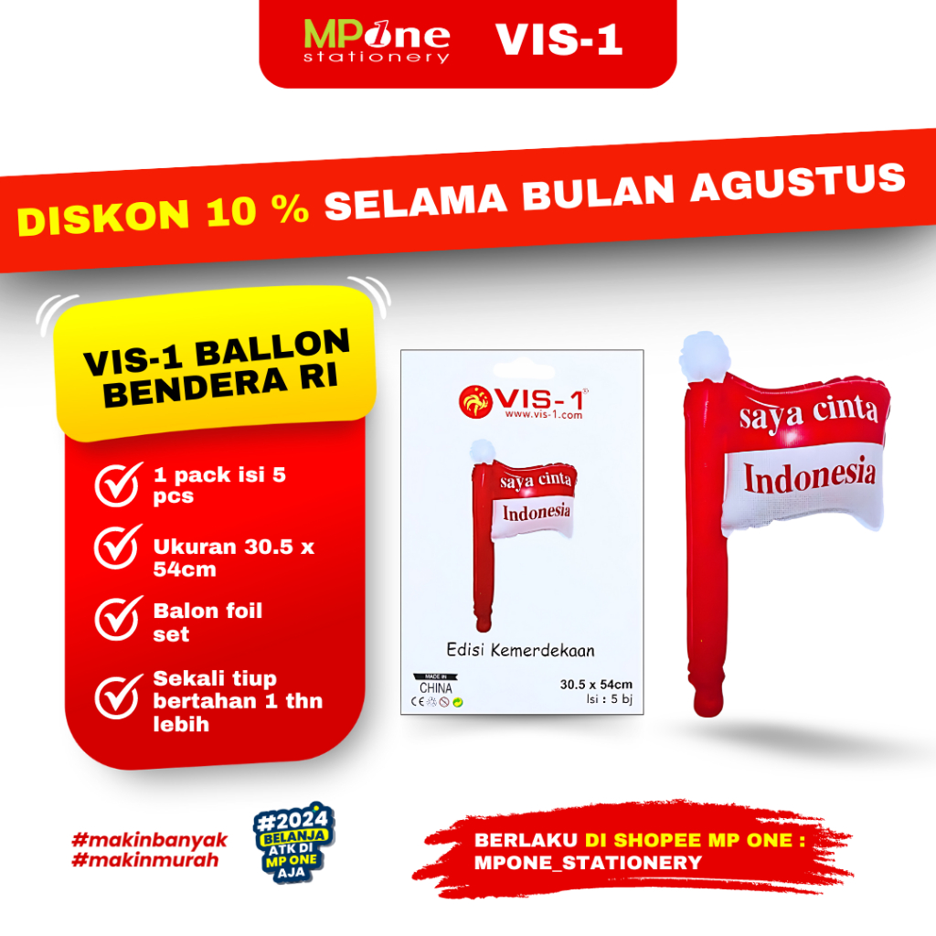 Jual ( 1 set isi 5 pcs) Balon Foil Set VIS-1 Saya Cinta Indonesia ...