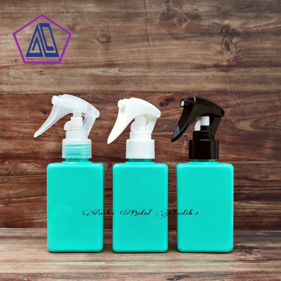 Jual Botol 100ml Kotak Plastik Pet Hijau Tebal Tutup Spray Triger Mini ...
