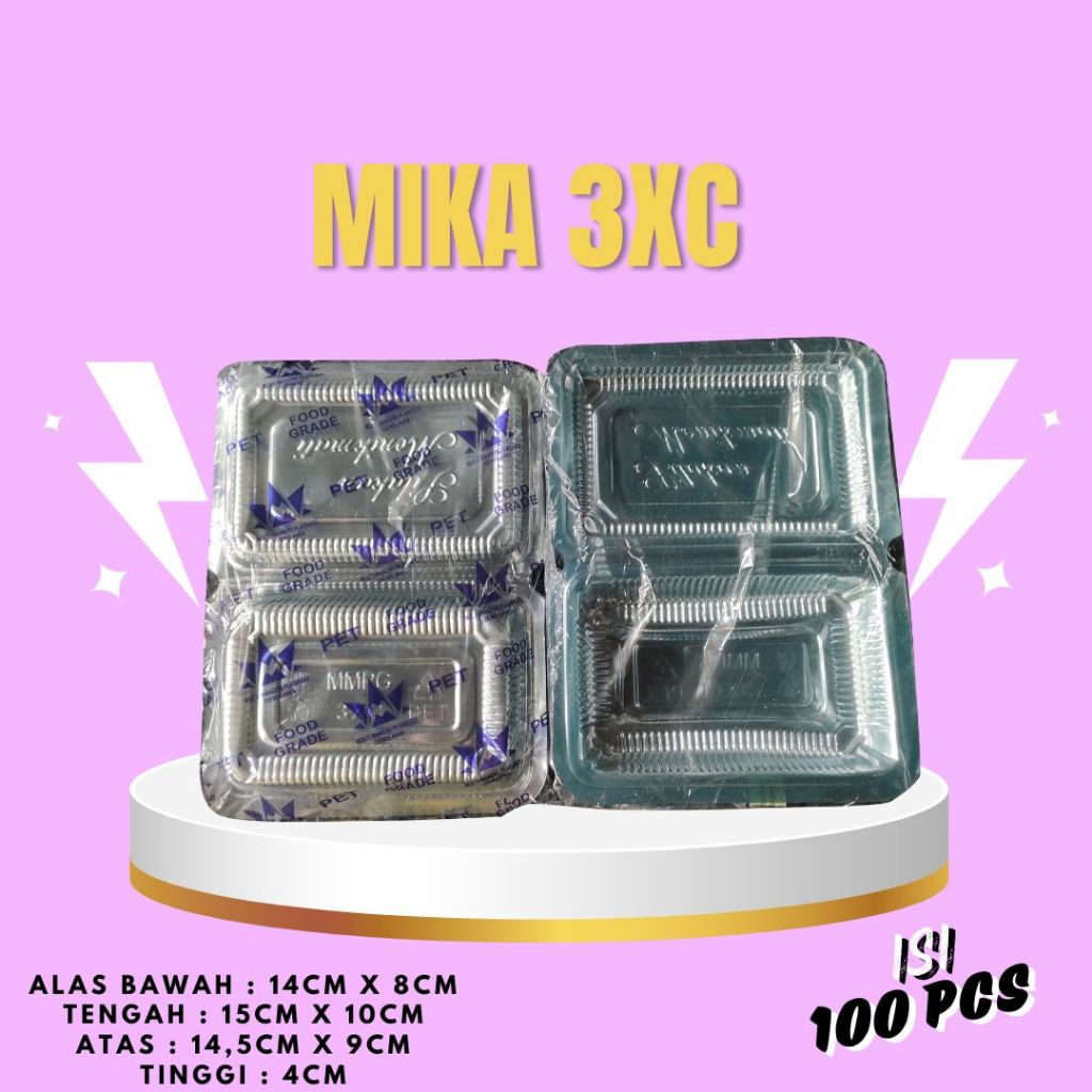 Jual Mika Kue Makanan 3XC isi 100 Box Mika Plastik Bolu Nasi Sosis Food ...