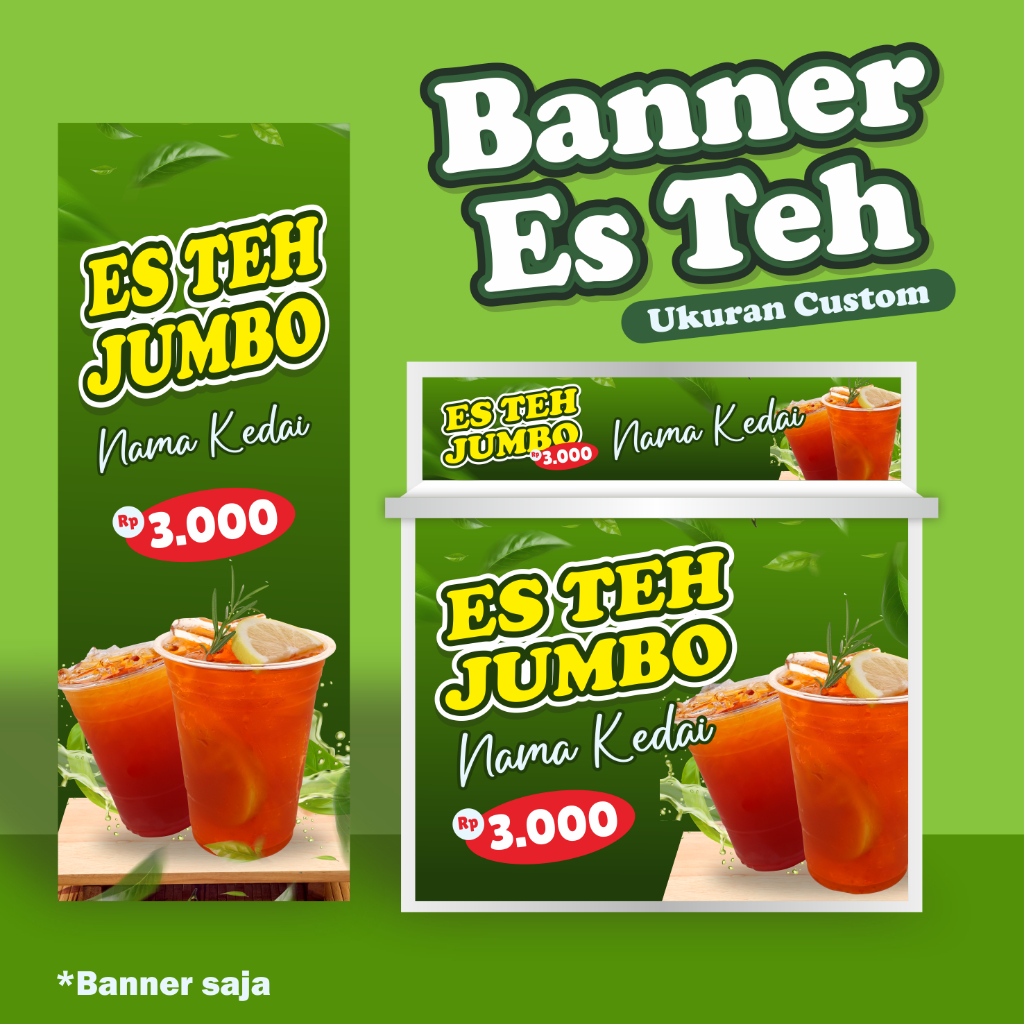 Jual BANNER SPANDUK ES TEH UNTUK JUALAN, BAHAN BERKUALITAS TAHAN AIR ...