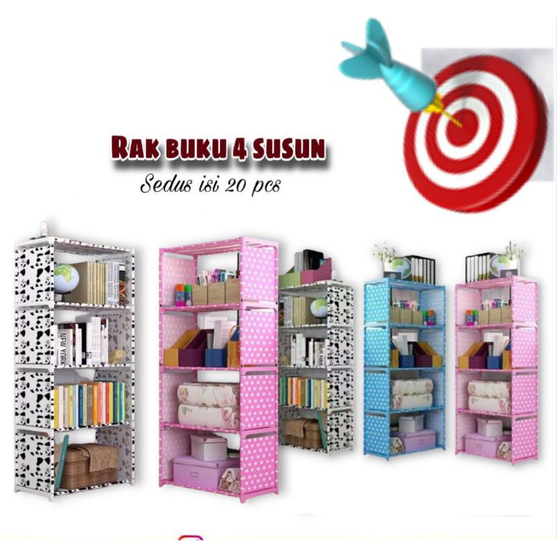 Jual RAK BUKU 4 SUSUN TINGKAT PORTABLE SERBAGUNA / RAK LEMARI BUKU 5 ...