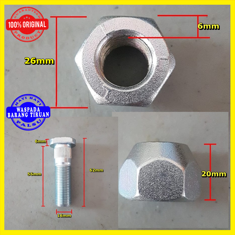 Jual Mur Baut Racing Roda Ban Canter Engkel Kiri Kanan KM302089 ...